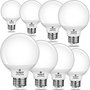 hansang 8 Pack G25 LED Bathroom Light Bulbs 3000K Warm White E26 Base, Vanity Globe Light Bulb 60W Equivalent, 5W Round Light Bulb for Vanity Mirror, 500LM, CRI 85+, Non-Dimmable