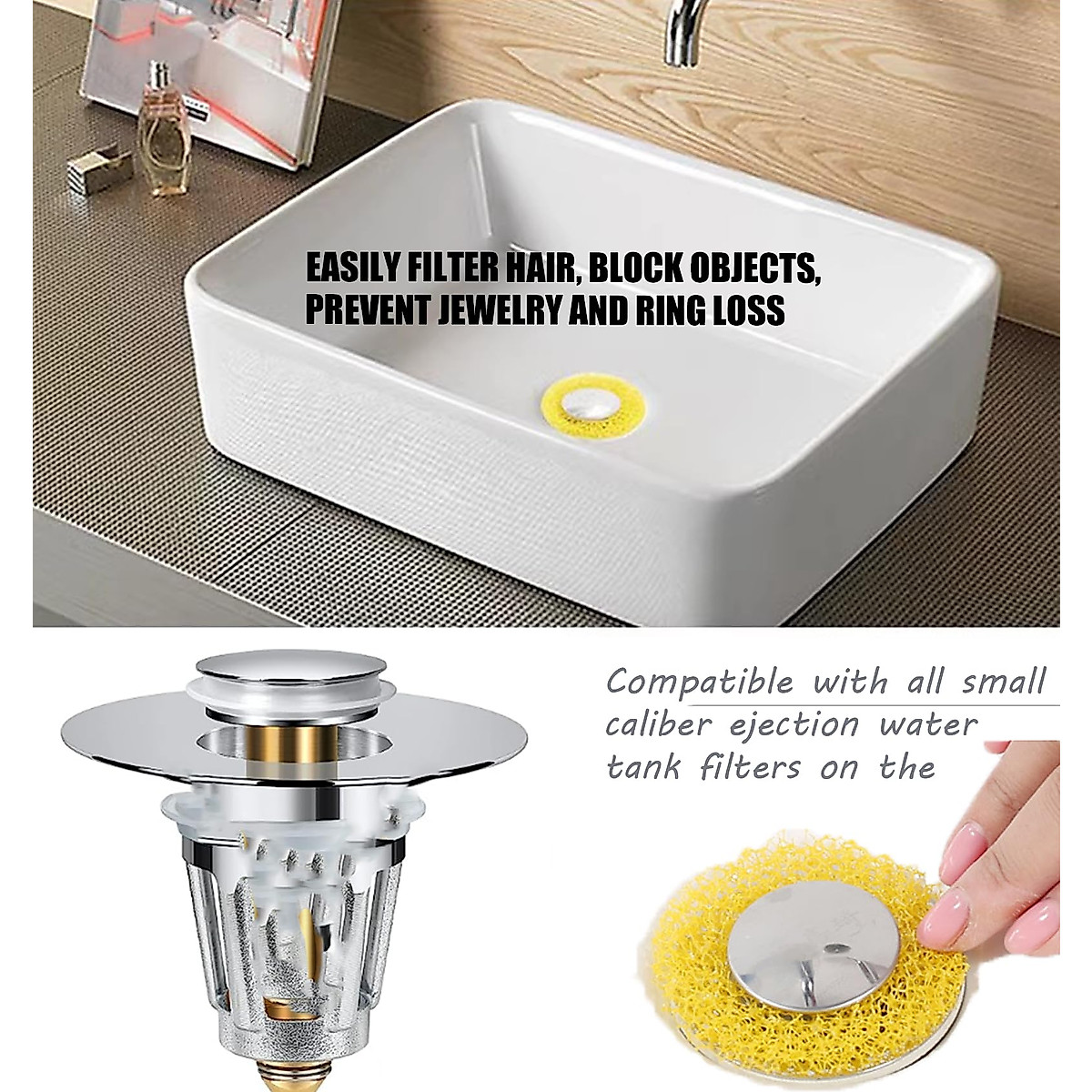 YUEYAW 24pcs Small Caliper pop up Sink Drainage Spring Filters Disposable Shower Drain Hair Catcher Mesh Drain Plug Filter is Suitable for bathrooms, bathtubs (32 Small Diameter Filter Screen)