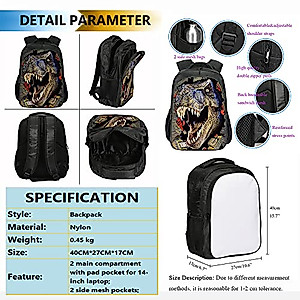 AMYATLIY 3 in 1 Dinosaur School Backpack Set for Kids Boys Rucksack Books Bag Girls Backpack with Lunch Bag and Pencil Case (Pattern 2)