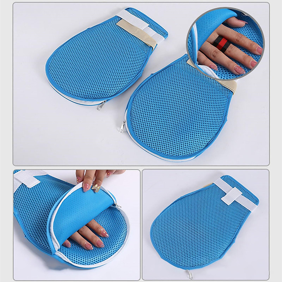 1 Pair Hand Fixed Restraint Glove, Dementia Safety Restraint Gloves Hand Infection Protectors with Top Zipper Breathable Adjustment Injuries Anti Scratch Hand Glove for Elder Patient