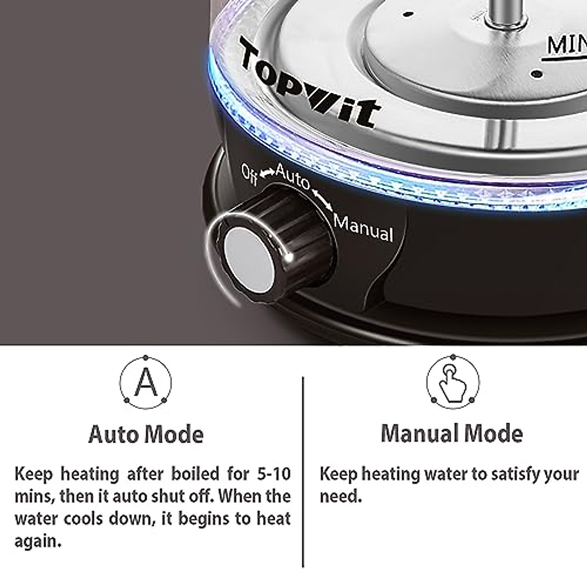 Topwit Electric Kettle, Electric Tea Kettle with Automatic Sprinkling for Tea-brewing, Keep Warm and Dual Modes Electric Tea Maker, 1L Pour Over Teapot & Hot Water Kettle with Stainless Steel Infuser