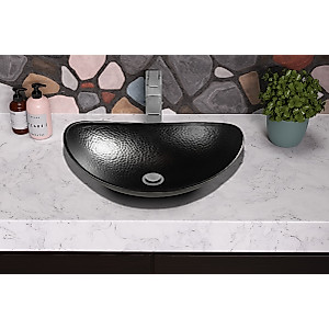 Monarch Abode 19186 Hand Hammered Matte Black Harbor Vessel Bathroom Sink (19 inches)