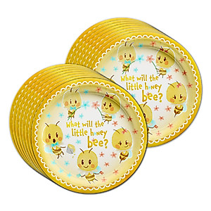 What Will the Little Honey Bee? Gender Reveal Party Supplies Set Plates Napkins Cups Tableware Kit for 16