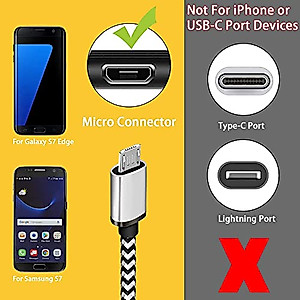 Deegotech Micro USB Cable, 10ft 3-Pack Extra Long Android Charger Cable, Nylon Braided Phone Charger Cords Fast Charging for Samsung Galaxy S7 Edge S6 S5, Android Phone, LG