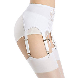 Lace Thigh Garter Belt Stretchy Suspender Strap Belt for Lingerie Thigh Stockings White