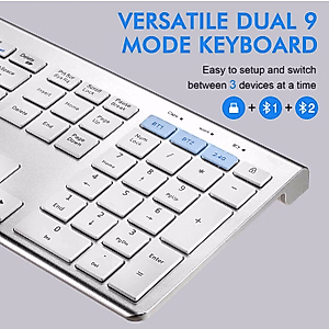 UrbanX Plug and Play Compact Rechargeable Wireless Bluetooth Full Size Keyboard and Mouse Combo for Microsoft Surface Duo 2 Supports Windows, macOS, iPadOS, Android, PC, Mac, Laptop, Tablet -White