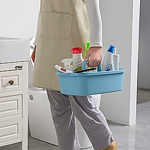 Haundry Large Cleaning Supplies Caddy with Handle, Plastic Storage Bucket Organizer for Cleaning Products, Shower Caddy Basket for Car, Dorm, Bathroom, Garden, Kitchen - Blue