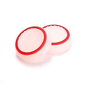 Silicone Thumb Stick Grip Cap Joystick Thumbsticks Caps Cover for PS4 Xbox One PS3 Xbox 360 PS2 Game Controllers - White w/Red