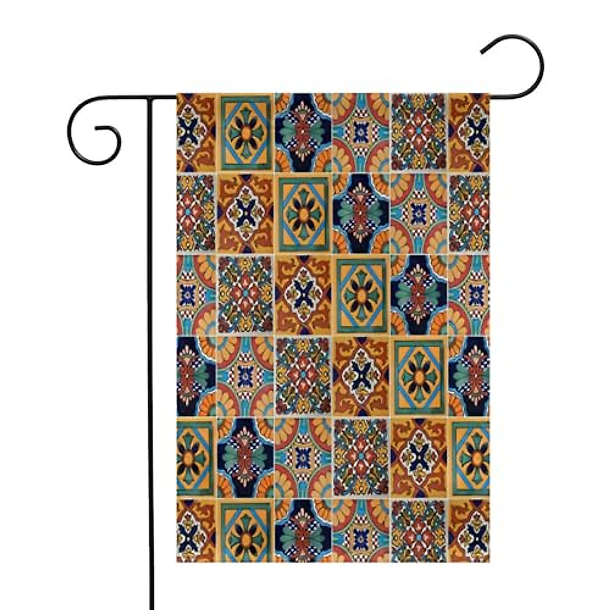 Double-sided garden flag Mexican Talavera Tiles Boho Print Outdoor Flag Garden Flag Yard Outdoor Decoration （12×18in）.