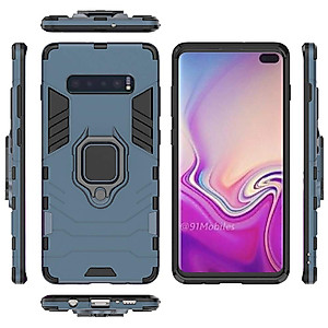 AKABEILA Case for Samsung Galaxy S9 Plus Shockproof Silicone Phone Case Heavy Duty Full Body Armour Dual Layer Protective Cover with Finger Ring Kickstand [Support Magnetic Car Mount] Blue