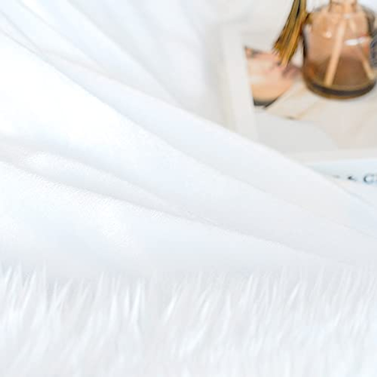 JONIYEAR Extra 2.8" Long Hair Fluffy Faux Fur Throw Blanket 50" x 60", Luxury Soft Decorative Fuzzy Furry Blanket for Couch, Cozy Plush Shaggy Blankets for Sofa Bed, Cute Lovely Blanket for Pet, White