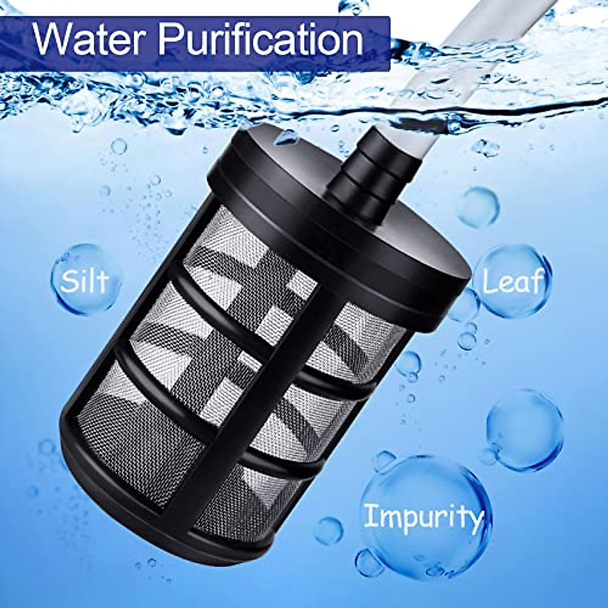 OIIKI 8PCS Black Household Hose Filters, Stainless Steel Encryption Filter, Water Pump Filter Connect with Water Line for Spring Water, Garden, Sprayers, Car Washers, Oil Pumps, Industrial Equipment