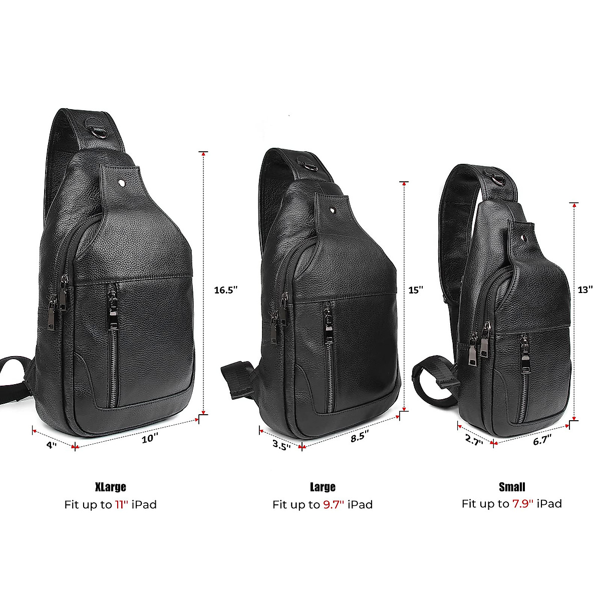 Polare Cowhide Leather Waterproof Casual Daypack Sling Shoulder Chest Crossbody Bag For Men