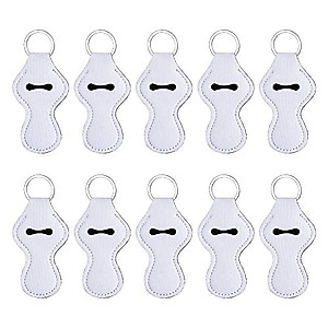 10pcs Sublimation Blanks Chapstick Holder Keychains Bulk Lipstick Holder Keychains Chapstick Keyring Holder (White)