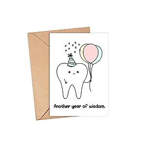 OwingsDesignsPerfect Another Year Of Wisdom Card - Tooth Pun Card - Dentist Birthday Card - Cute Medical Card - Dental Pun Card - Medical Pun Card - Orthodontist Card - Greeting Card