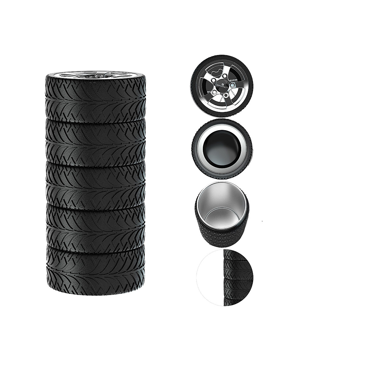 MISHOWNET Tyre Tire Coffee Tea Mug Stainless Steel Interior Durable Cup Personalized Attractive Mug Gift for Car Lover 320ml 11oz Black MCCM01B