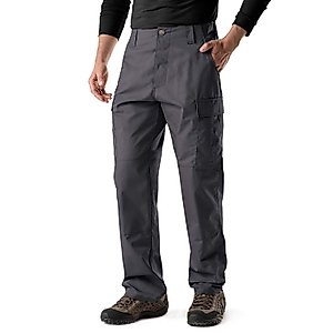 CQR Men's Tactical Pants, Military Combat BDU/ACU Cargo Pants, Water Resistant Ripstop Work Pants, Hiking Outdoor Apparel, Brigade Pants Charcoal, Medium Long