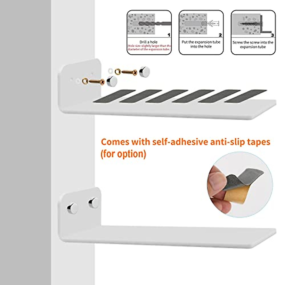 Cosmos 4 Pcs Acrylic Shoe Display Shelf Floating Shoe Shelves- Wall Mount Sneaker Shelves with Velvet Tape for Displaying Showcase Shoes and Sneaker Collection Shoes Box (Solid White)