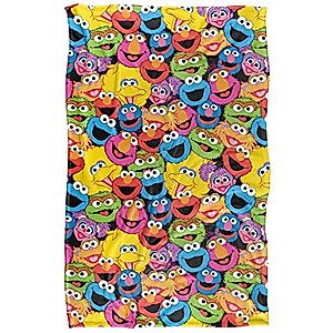 Sesame Street Character Head Collage Officially Licensed Silky Touch Super Soft Throw Blanket 36" x 58"