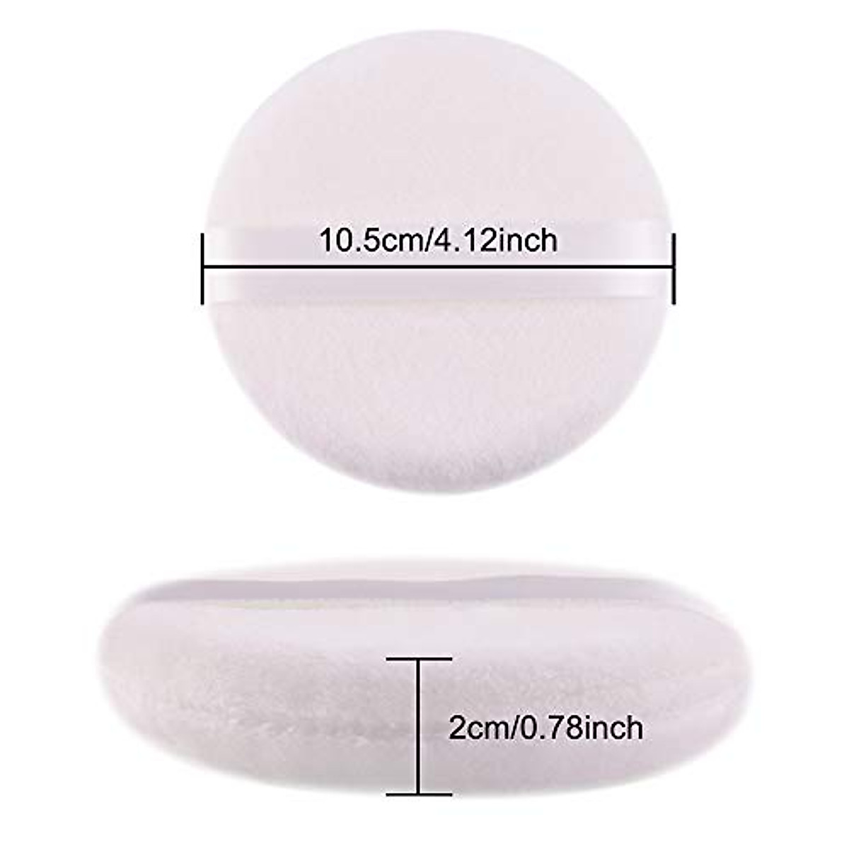 WXJ13 4 Pack 4.12 Inch Large Loose Powder Puff with 2 Pack Gold Metal Powder Box, Smooth Soft Puff with Ribbon Band Handle for Body Loose Powder