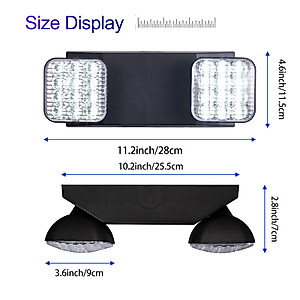 CM MZY Black Emergency Lights with Battery Backup,Commercial Emergency Light,Two Adjustable LED Light Head Emergency Lighting Fixtures,120-277V AC, UL Certified 1PCS