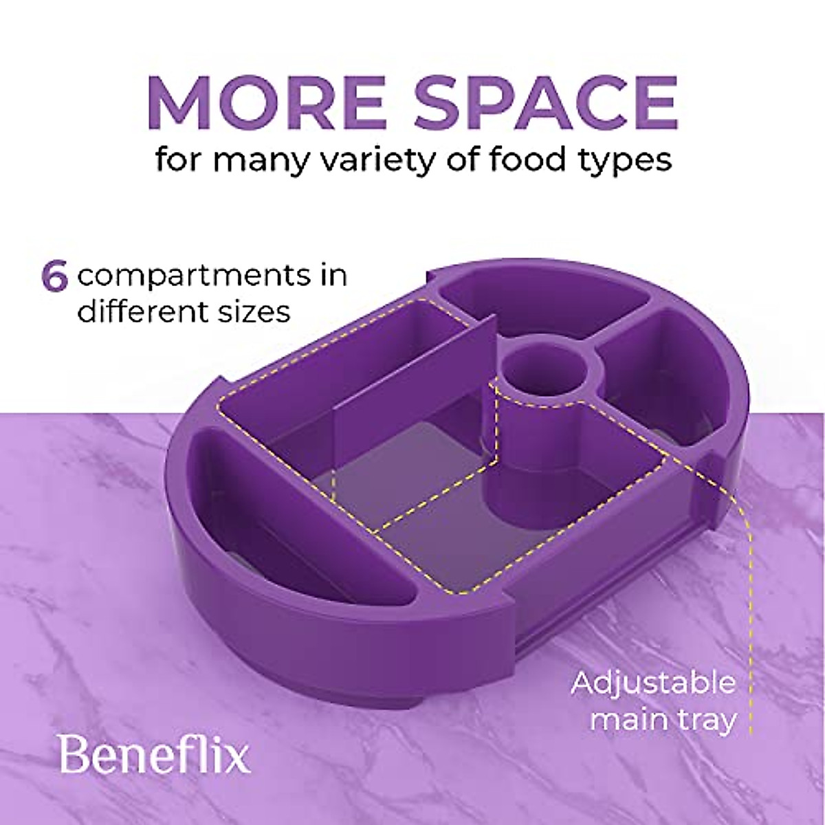 Beneflix Bento lunch box for kids Leak-Proof, 6-Compartment - Ideal Portion Sizes for Ages 3 to 7 - BPA-Free, Dishwasher Safe, Food-Safe Materials