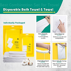 CLOVERCAT 8 PCS Disposable Bed Sheets Travel Sheets for Hotel, Disposable Bedding for Soft Breathable Bed Cover, Bed Sheet, Pillowcase, Towel Set for Trips, Hotels, Spa, Camping, Overnight Stay