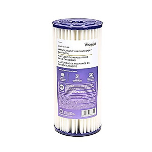 Whirlpool Whole House Large Capacity Pleated Sediment Filter WHKF-WHPLBB, NSF Certified 30 Micron Rating Reduces Sand, Soil, Silt & Rust, 4.5" Diameter Fits Most Home Water Filtration Housings
