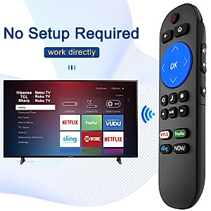 Universal for Roku TV Remote, Replacement for Hisense, TCL, Sharp Roku TV Remote, Remote Control Replacement for Roku TV with Netflix, Sling, Hulu, Now Button and Battery