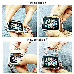 Leotop Compatible with Apple Watch Case 38mm 42mm, Compatible iWatch Bumper Metal Protective Cover Aluminum Frame Bling Shiny Protector Compatible Apple Watch Series 3/2/1(Matte Gold, 38mm)