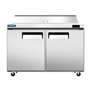 Foster 48" Commercial Refrigerator Sandwich & Salad Prep Table Stainless Steel 2 Door 6.7 Cu.ft - Refrigerated Food Prep Station with 12 Pans for Commercial Kitchen, Restaurant, Bar - 115V 60Hz