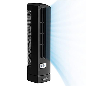 Lasko Air Stik Oscillating Tabletop Fan, Ultra-Slim Design, 2 Quiet Speeds, for Bedroom, Dorm Rooms, Office, 14", Black, T14200