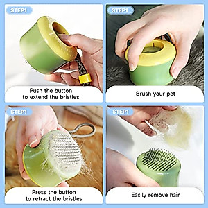 ELS PET 2 Pack Self-Cleaning Slicker Brush for Dogs, Cats, Portable Dog Brush for Shedding Hair, Fur - Comb for Grooming Long & Short Haired Dogs, Cats, Rabbits & More, Deshedding Tool, Hair Grooming Brush for Pet Massage