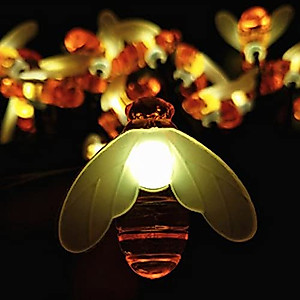 CHENGBEI Waterproof IP65 30 Cute Honeybee LED Lights 8 Modes Fairy Decorative Light for Outdoor Wedding Homes Gardens Patio Party