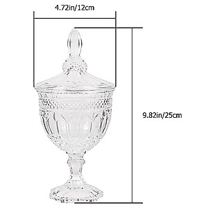 DOITOOL Glass Footed Candy Dish with Lid, Clear Covered Candy Bowls Crystal Candy Jar Cookie Jar Decorative Apothecary Jar Candy Buffet Containers for Buffet, Party, Home, Office