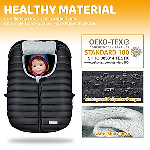 Orzbow Enfant Car Seat Covers - Cocoon Baby Cover for Boys & Girls, Rain & Snow Repellent, Breathable Windproof, Winter Protector, Center Zipper, Universal Fit for Infant Car Seat (0-12M), Black