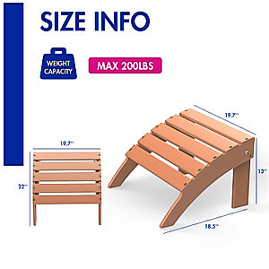 BRIOPAWS Folding Adirondack Ottoman, HDPE Adirondack Chair Footrest Weather Resistant, Plastic Outdoor Footstool for Patio Backyard Poolside Porch Deck Lawn Indoor, Apricot, 19.7W x 18.5L x 13H Inch
