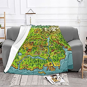 Stardew Valley Map Throw Blanket Soft Warm Bed Blanket for Travelling Camping Living Room Sofa Bedroom 50"X40"