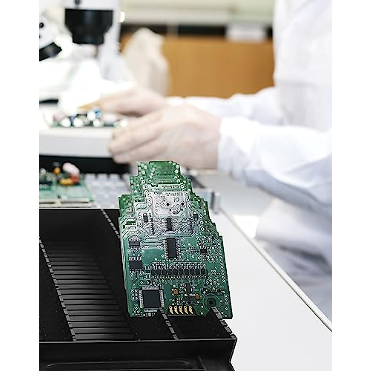 Qwork Antistatic ESD Circulation Rack Shelf, 2 Pack Dual- Ear Antistatic PCB Tray Rack, ESD Shelf Storage Turnover Rack, 47 x 14 x 3.5cm, Black