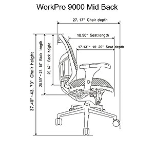 WorkPro® Quantum 9000 Series Ergonomic Mid-Back Mesh/Mesh Chair, Black