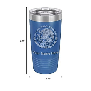 LaserGram 20oz Vacuum Insulated Tumbler Mug, Flag of Mexico, Personalized Engraving Included (Dark Blue)