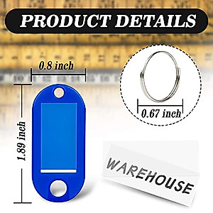 Sukh 70 Pcs Key Ring Tags - Key Tags Plastic 10 Assorted Colours of Key Ring Tags,Identifiers,Name Tags and Labels,Adapt to USB Drive,Keys,Pets,Bags,Clothes Racks and Drawers,Rectangular 2.1x4.6cm