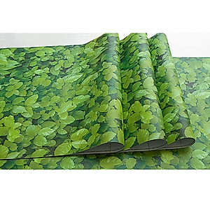 Yifasy 2 Pack Shelf Liners Green Mint Leaves Self-Adhesive Vinyl Drawer Paper Protect Dining Table Surface Decor Pet House 17.7 Inch Wide
