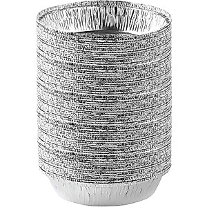 Mr. Miracle Pack of 50 Disposable Aluminum Foil Pans –7 Inch Circular Aluminum Pans, Ideal for Baking, Storing, Heating, Serving, BBQ - Round Foil Pans