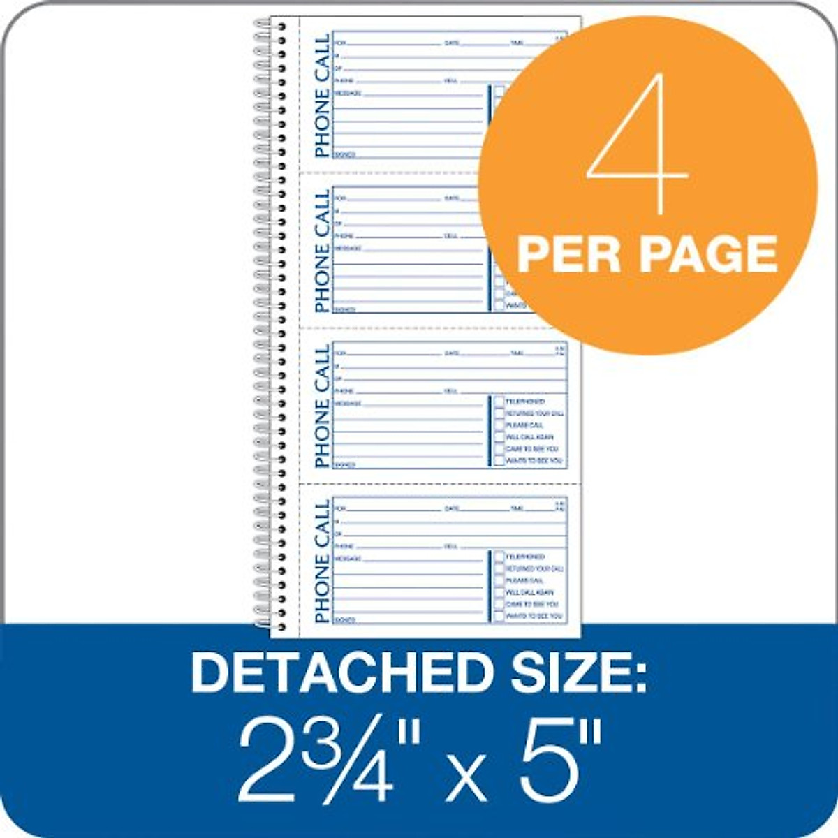 Adams Recycled Phone Message Book, 2-Part Carbonless, 4 Messages per Page, 400 Sets/Book (SC1154R) , White