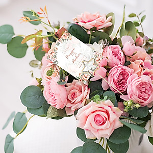 LLOUSSAK 20Packs Floral Card Holder Picks, Metal Gift Card Holder Place Card Holders, Floral Picks for Cards Photo Holder Sticks, Picture Picks for Centerpieces, Heart-Shaped, for Wedding Party