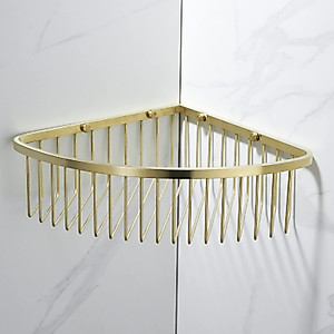 Segistan Bathroom Corner Shower Caddy Organizer, SUS304 Stainless Steel Heavy Duty Rust-Proof Bathroom Shelf Organizer Shampoo Holder, Wall Mounted Storage Rack for Bathroom Kitchen, Brushed Gold