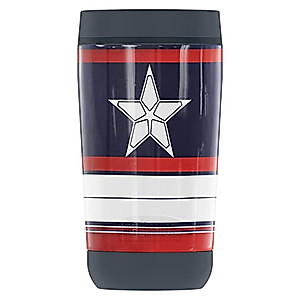 THERMOS Marvel - The Falcon And The Winter Soldier, Captain America Shield Metallic Stars And Stripes GUARDIAN COLLECTION Stainless Steel Travel Tumbler, Vacuum insulated & Double Wall, 12 oz.