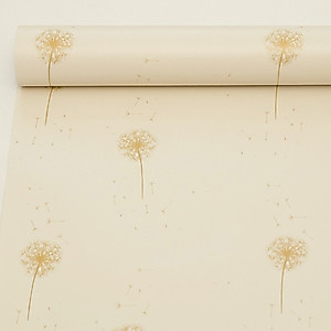 Yifely Beige Flying Dandelion Tabletop Protect Paper Removable Vinyl Shelf Liner Cabinet Covering 17x118 Inches