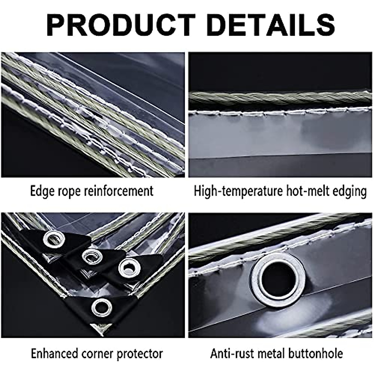 WHCQ PVC Waterproof Film, Waterproof Tarpaulin, Garden Clear Rain Protection Tarpaulin, Heavy Duty/Anti Freezing/Anti-UV/Windproof Plant Insulation Canopy Cover for Greenhouse